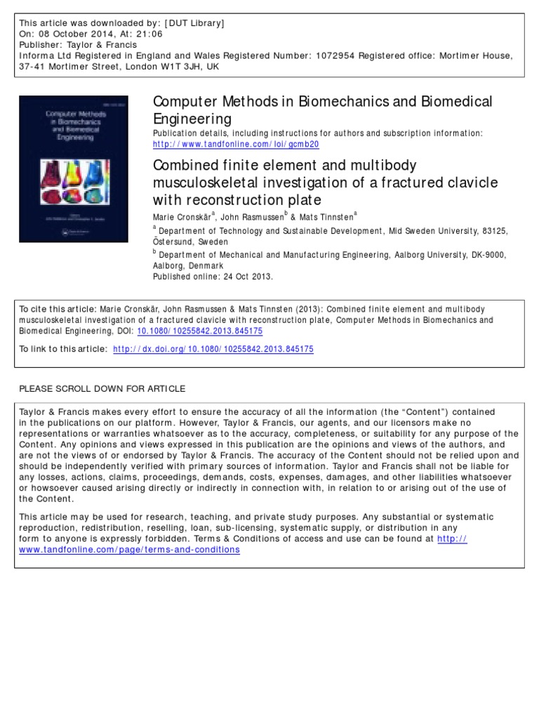 Computer Methods in Biomechanics and Biomedical Engineering | PDF ...
