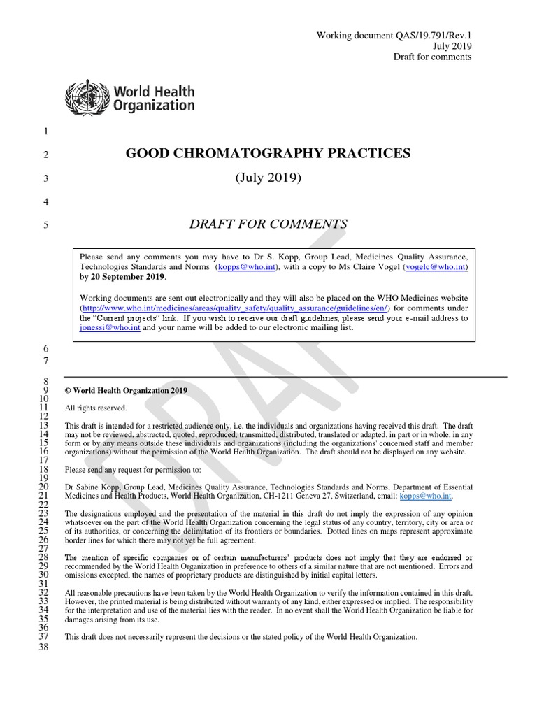 Good Chromatography Practices: Draft For Comments | PDF | Verification ...
