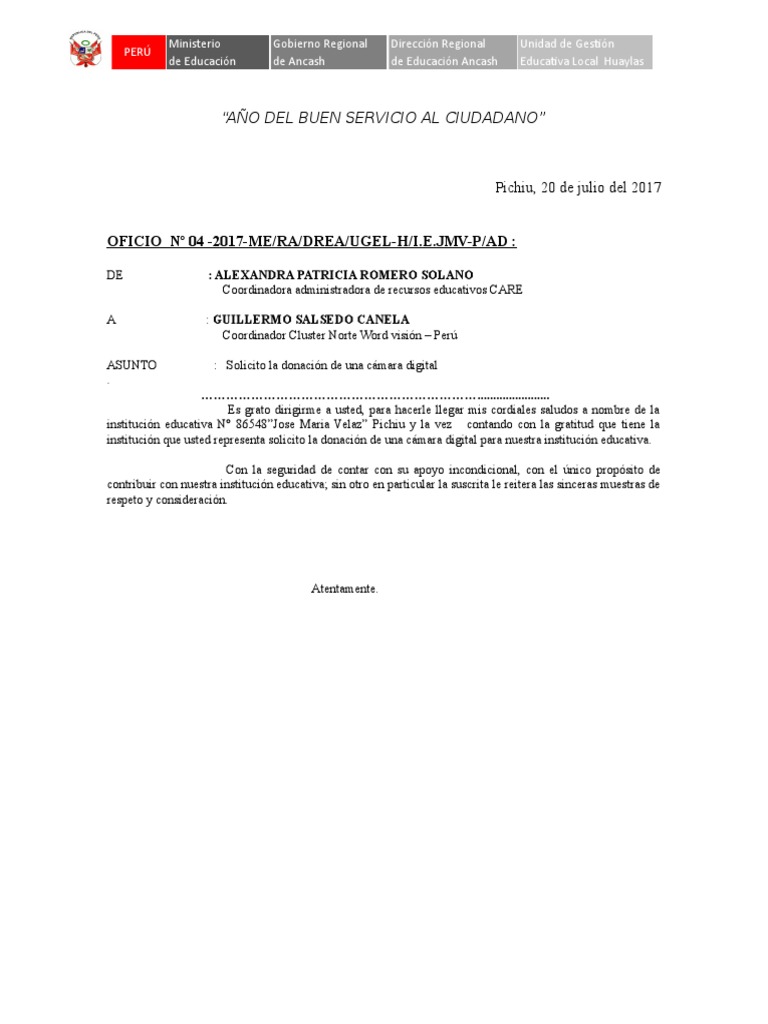 Oficio de Apoyo | PDF