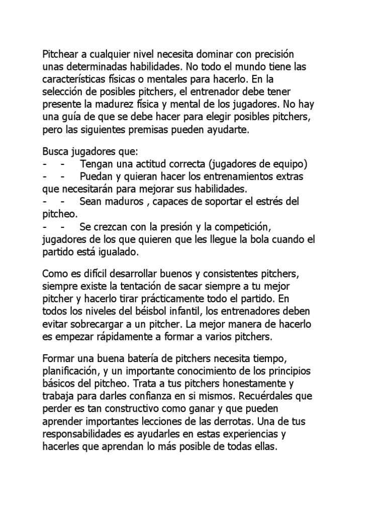 Pitcher | PDF | Lanzador | Pie