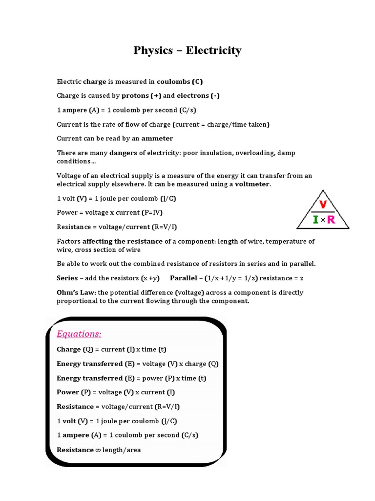 Electricity Review - Physics | PDF