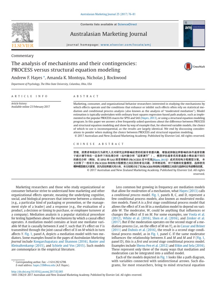 Extra - 2017 - AMJ - PROCESS Versus Structural Equation Modeling | PDF | Structural Equation ...