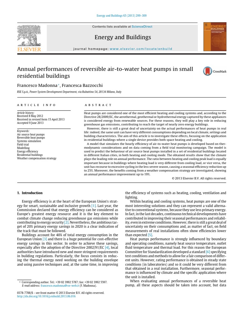 Annual Performances of Reversible Air-To-Water Heat Pumps in Small PDF | PDF | Heat Pump ...