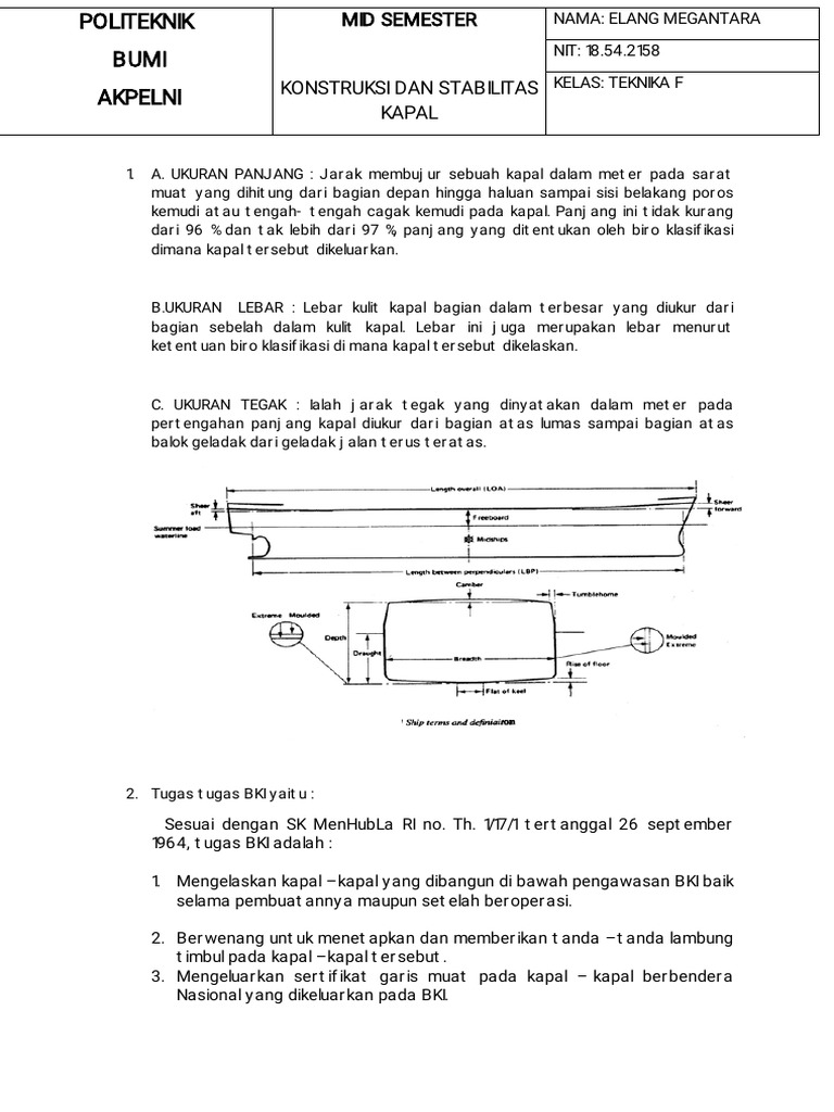 Elang Megantara 18.54.2158 Konstruksi Dan Stabilitas Kapal-1 | PDF