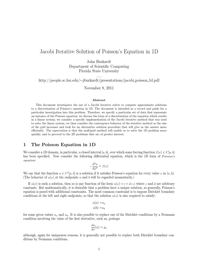 Jacobi Poisson 1d | PDF | System Of Linear Equations | Derivative