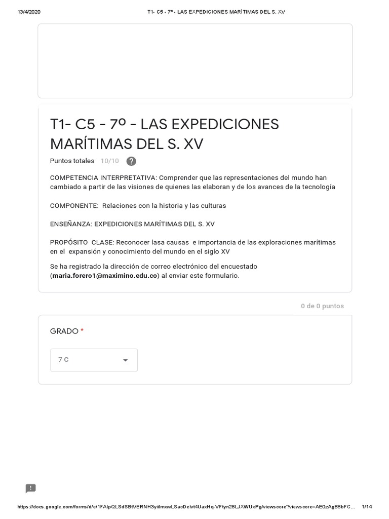 T1 - C5 - 7º - Las Expediciones Marítimas Del S. XV PDF | PDF ...