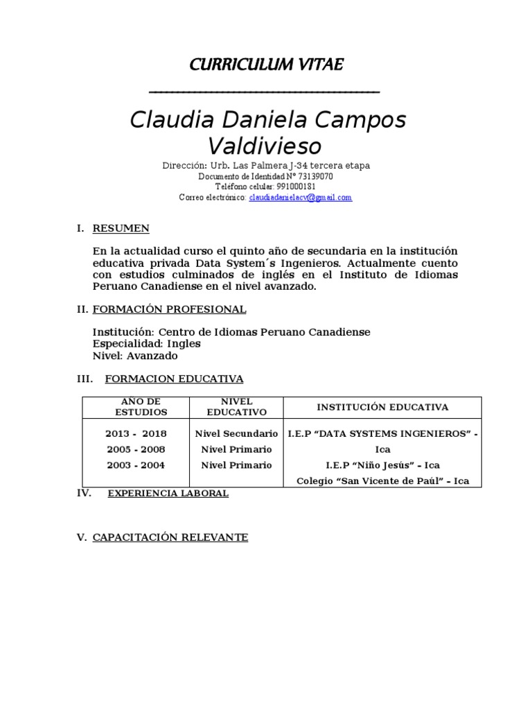 Curriculum Daniela | PDF