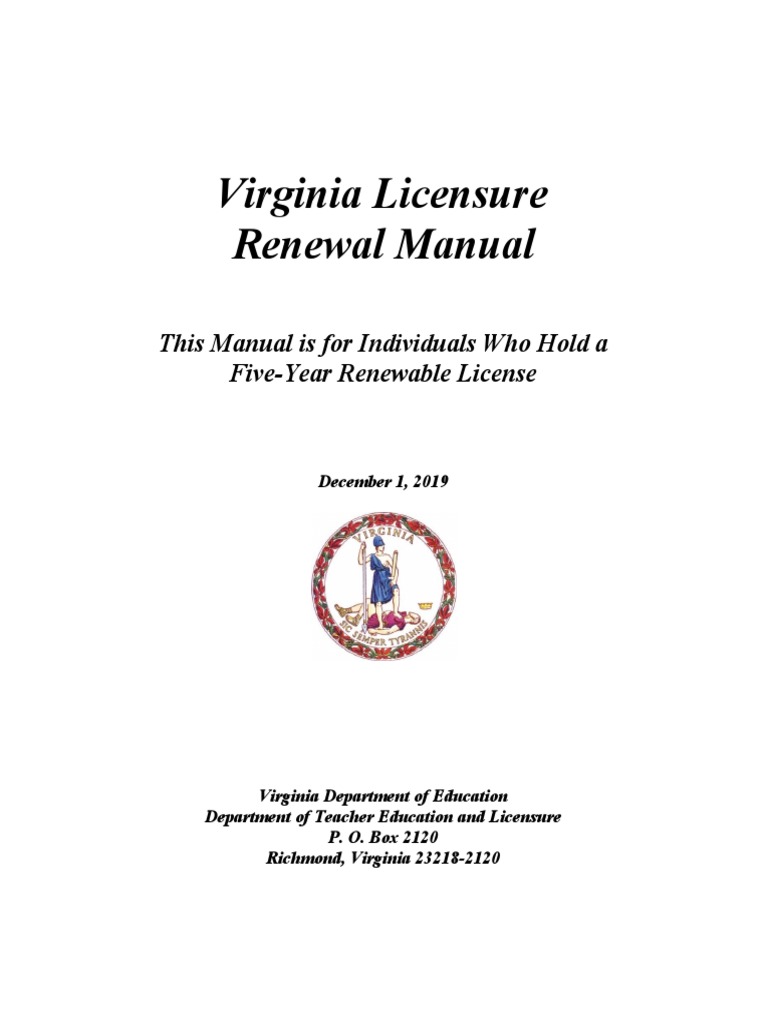 Virginia Licensure Renewal Manual: This Manual Is For Individuals Who ...