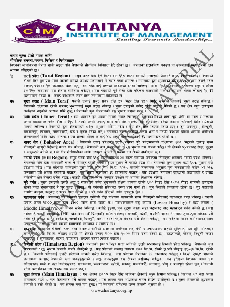 Nepal Geography Part 2 Pdf Nature
