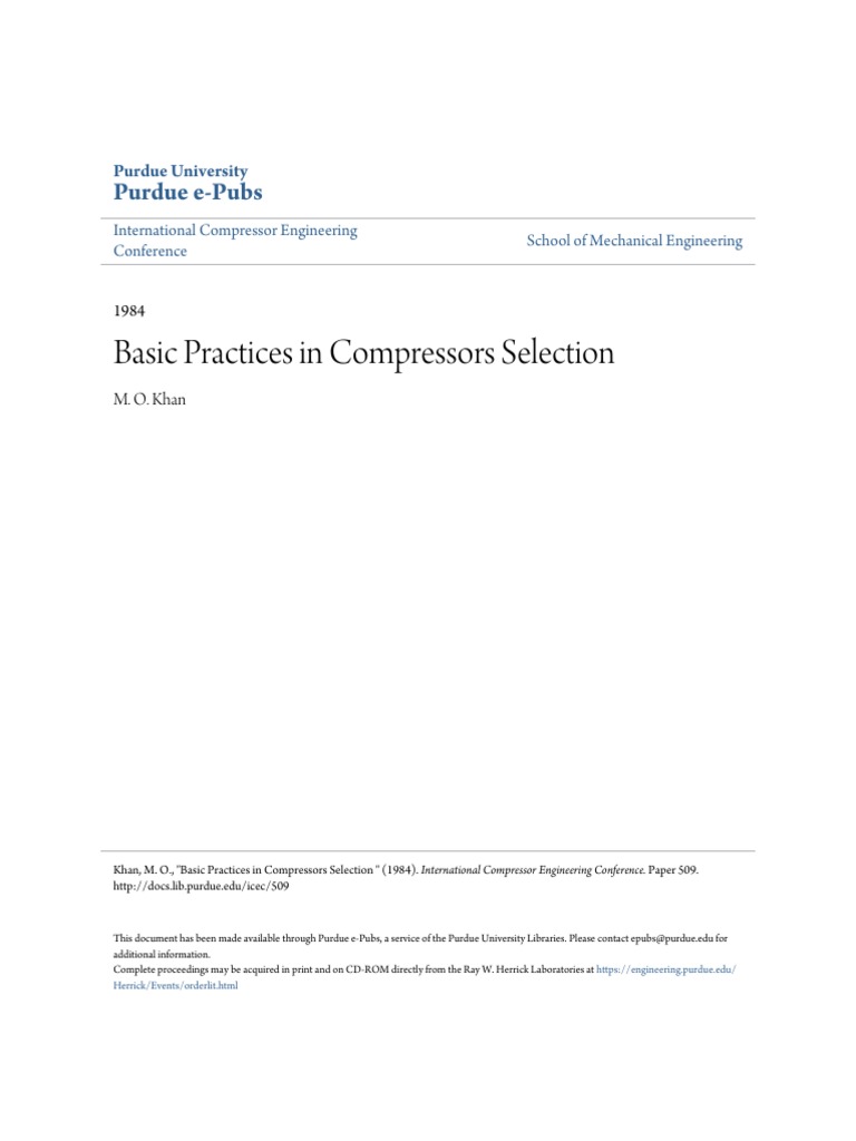 Basic Practices in Compressors Selection-Purdue University | PDF ...