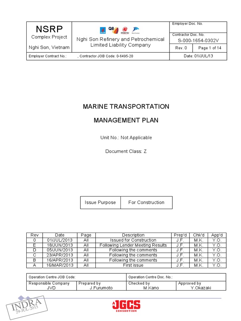 Indra: Marine Transportation Management Plan | Download Free PDF ...