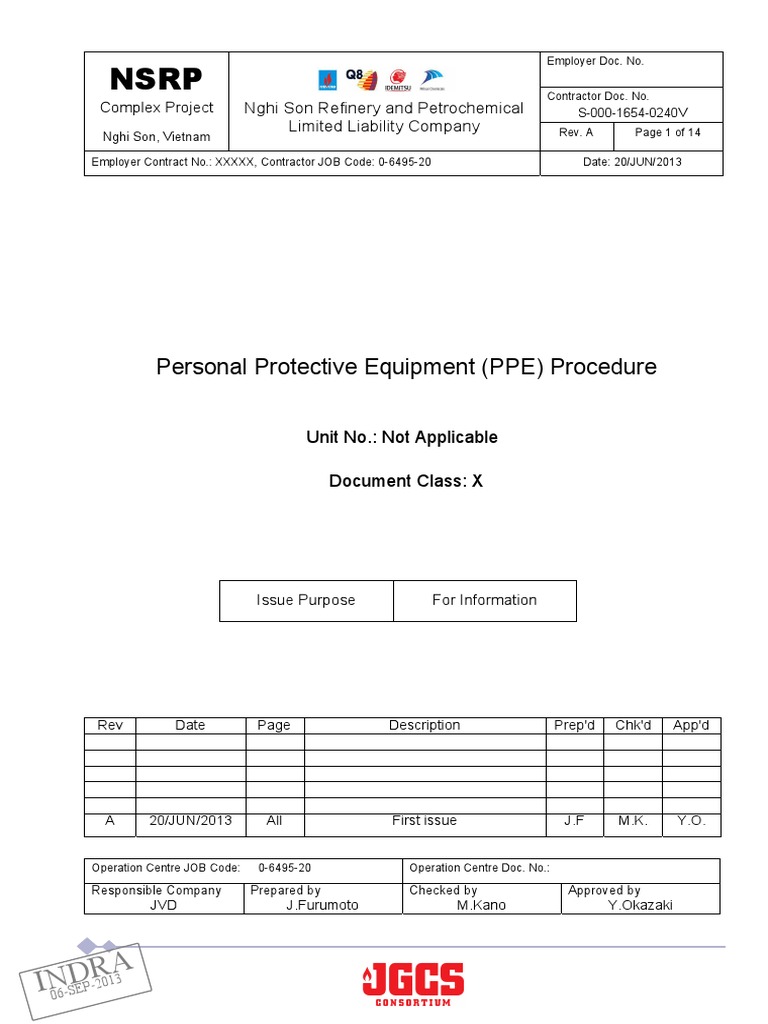 PPE Procedure for NSRP Project | PDF | Personal Protective Equipment ...