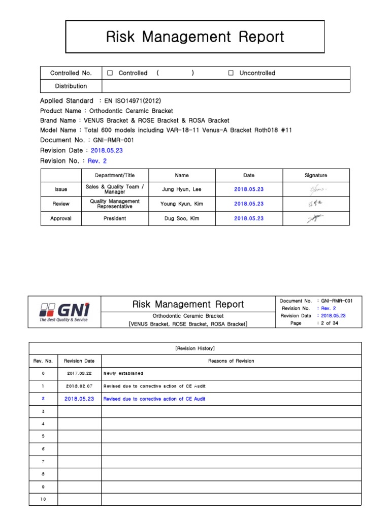 01 Risk Management Report | PDF | Medical Device | Risk Management