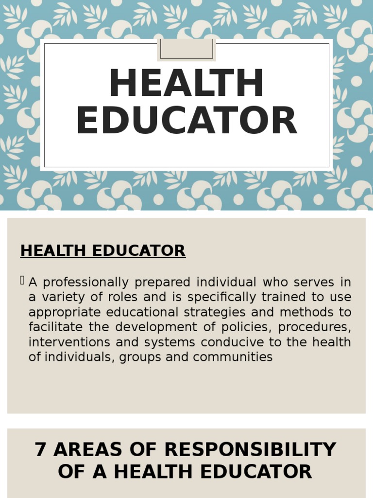Health Educator | PDF | Health Education | Behavior
