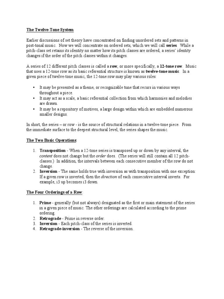 The Twelve-Tone System: Content Does Not Change But The Order Does ...