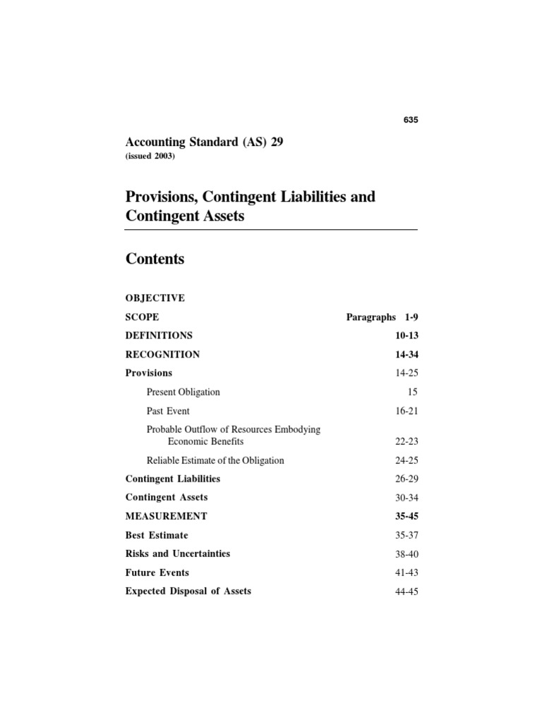 Accounting Standard 29 Provisions, Contingent Liabilities and ...