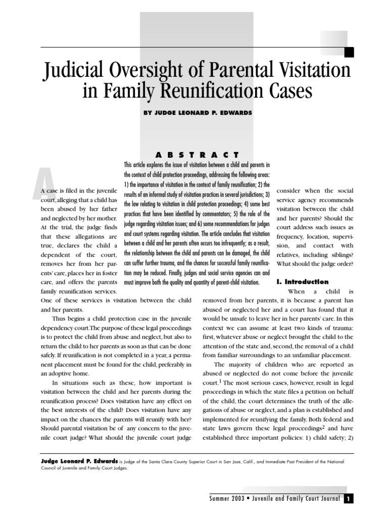 Family and Juvenile Court Journal - Visitation Guidelines For ...
