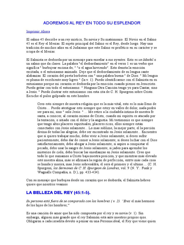 Adoremos Al Rey en Todo Su Esplendor | PDF | Cristo (título) | Salmos