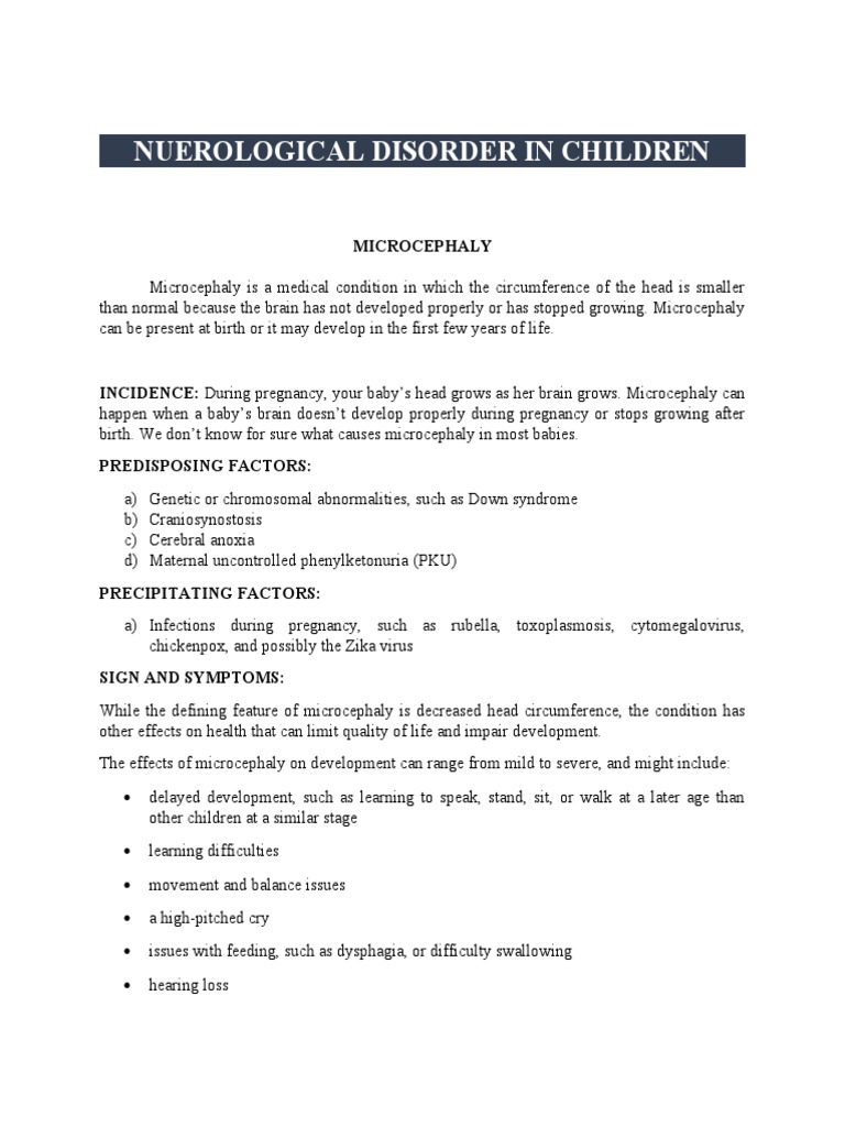 Nuerological Disorder in Children: Microcephaly | PDF | Neurology | Neurological Disorders