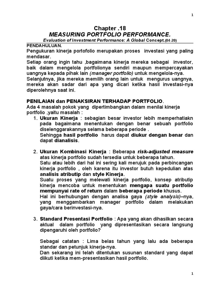 Perbandingan Sharpe dan Treynor Ratio | PDF