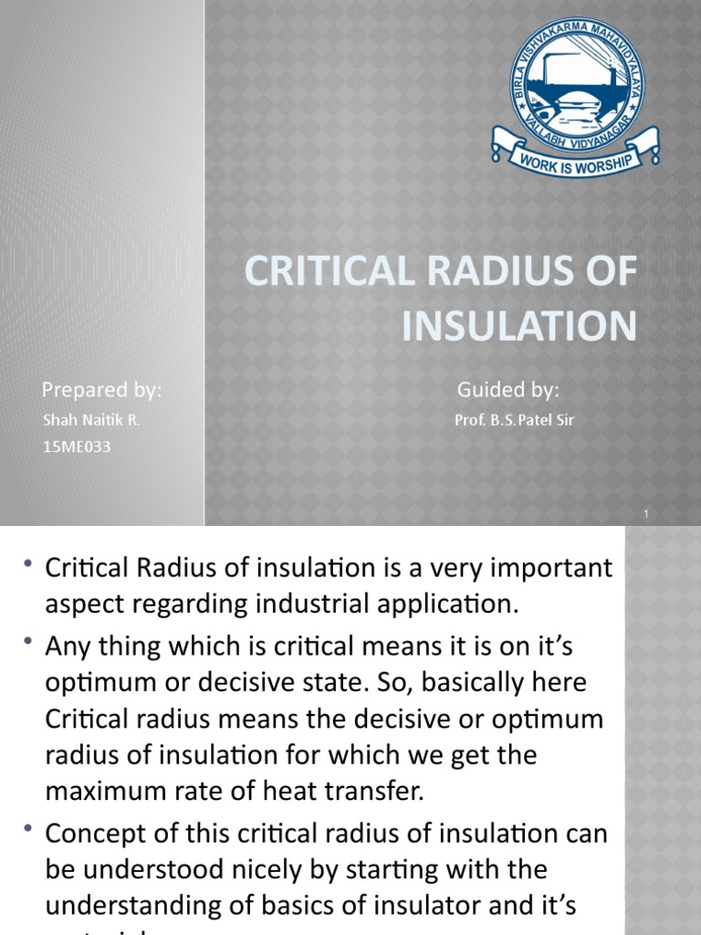 Critical Radius of Insulation | PDF | Thermal Insulation | Heat Transfer