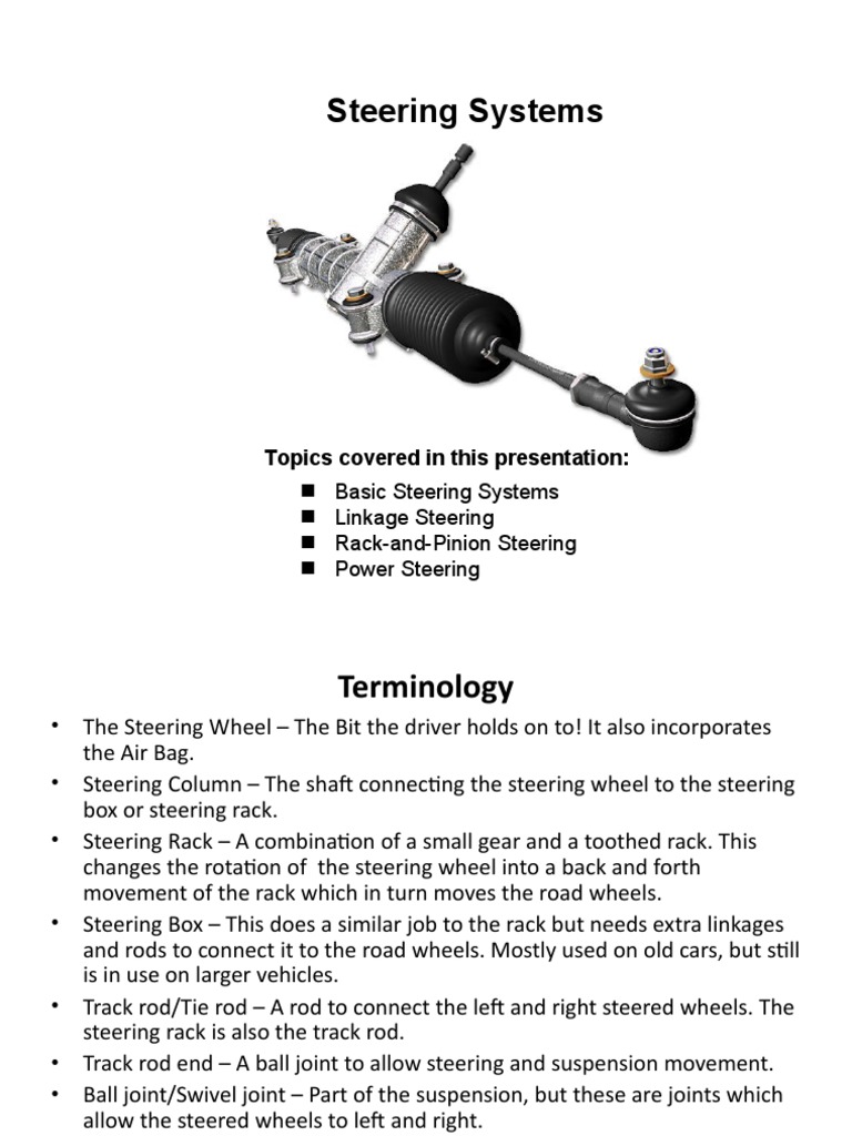 Steering Systems: Topics Covered in This Presentation | PDF | Steering ...