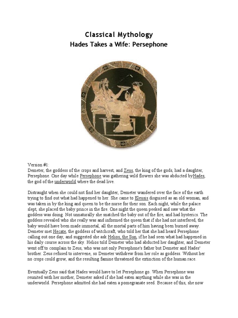 Myth of Hades and Persephone | PDF | Persephone | Hades