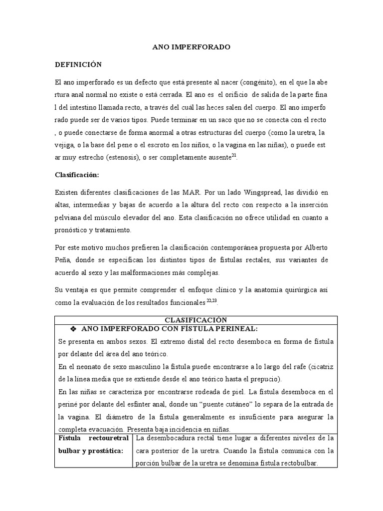 Ano Imperforado | PDF | Vagina | Especialidades Medicas