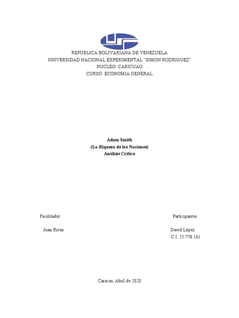 David Adam Smith | PDF | Adam Smith | Riqueza