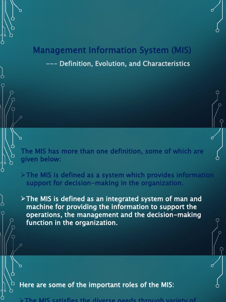 Management Information System (MIS) : - Definition, Evolution, and ...