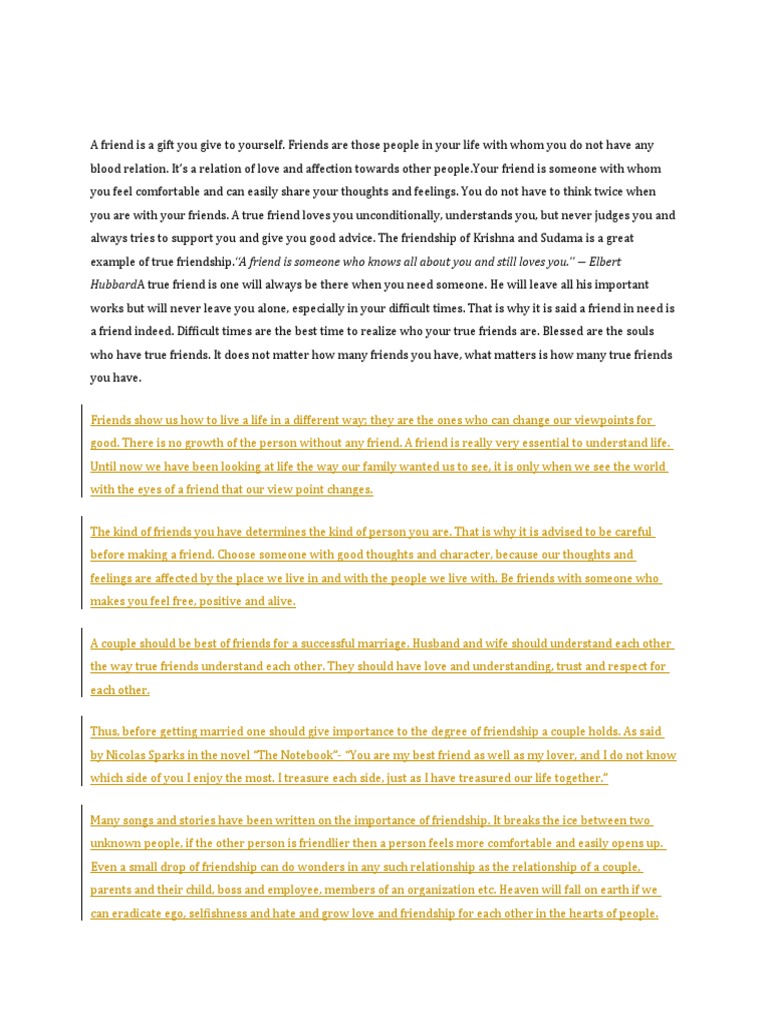 Short Speech On Friendship | PDF | Friendship | Love