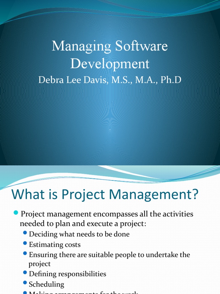 Managing Software Development Debra Lee Davis M S M A Ph D Pdf