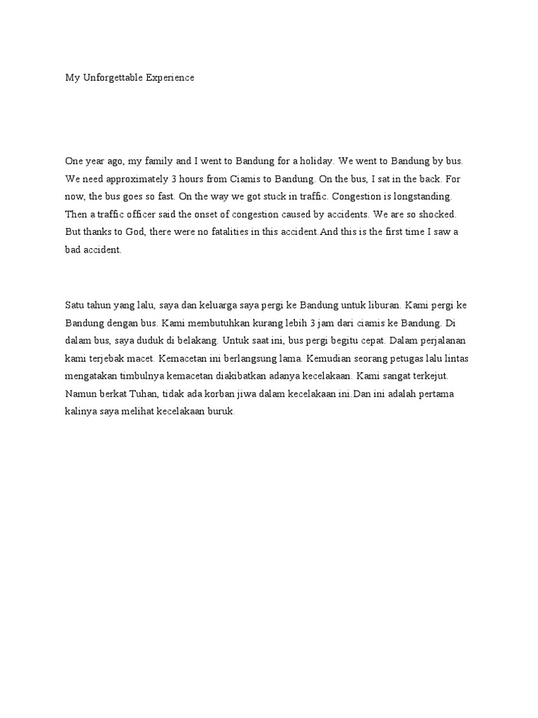 My Unforgettable Experience | PDF