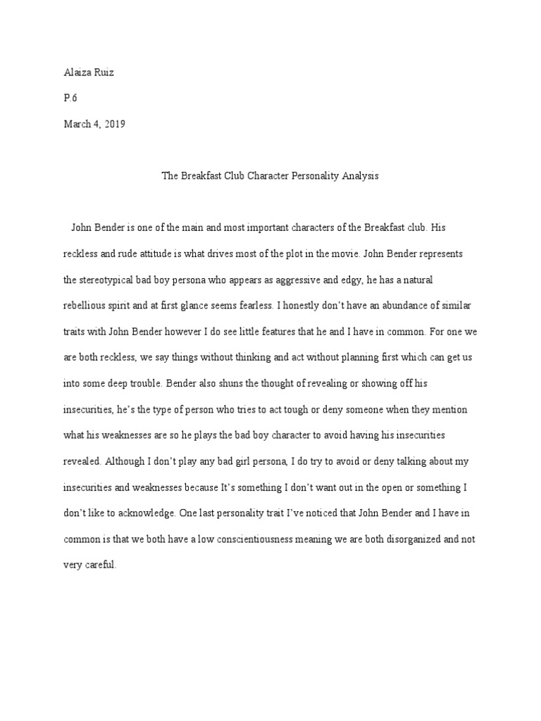 The Breakfast Club | PDF | Id | Extraversion And Introversion