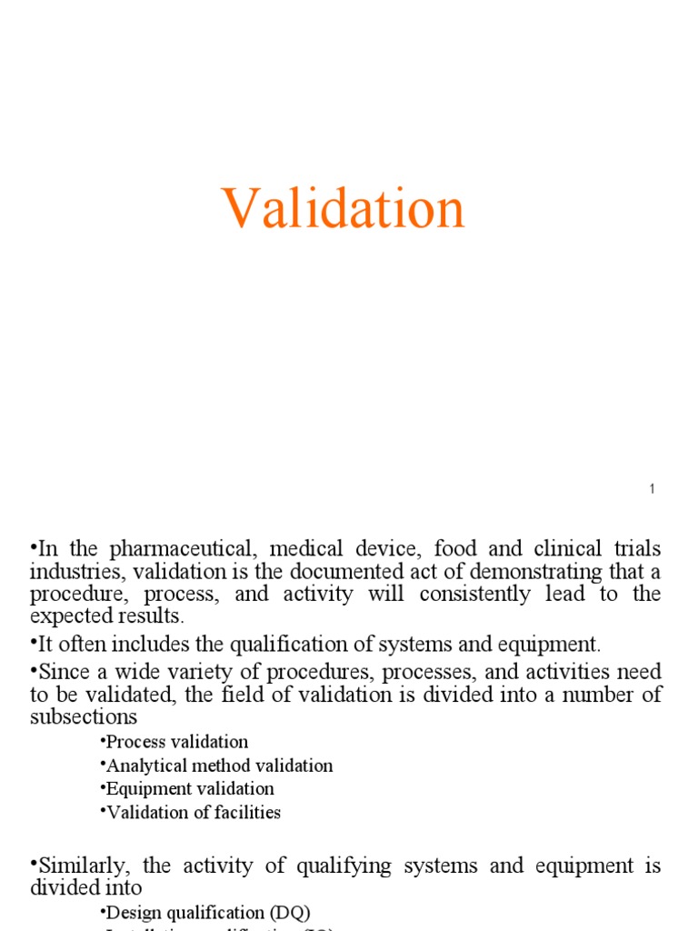 VALIDATION | PDF | Verification And Validation | Accuracy And Precision