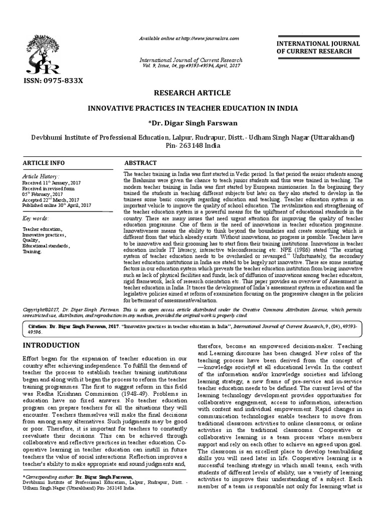 Innovative Practice In Teacher Education Pdf Teacher Education