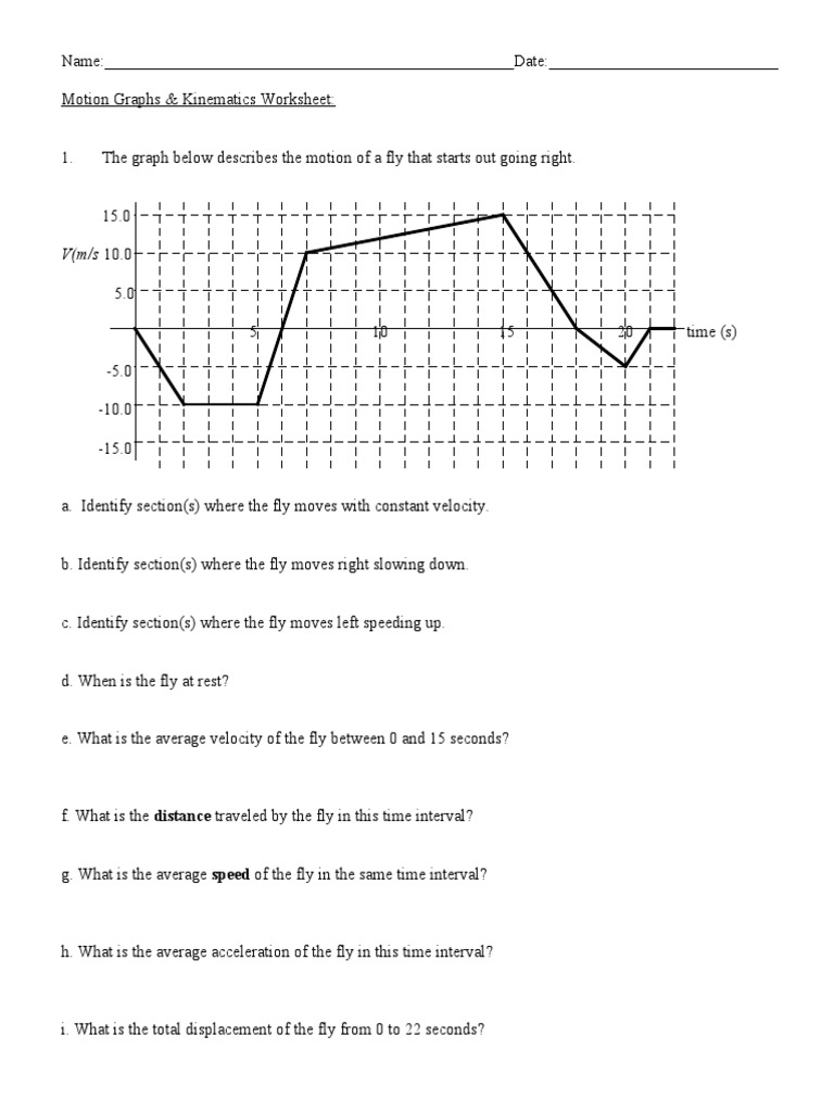 Motion Graphs Worksheet | PDF | Velocity | Acceleration