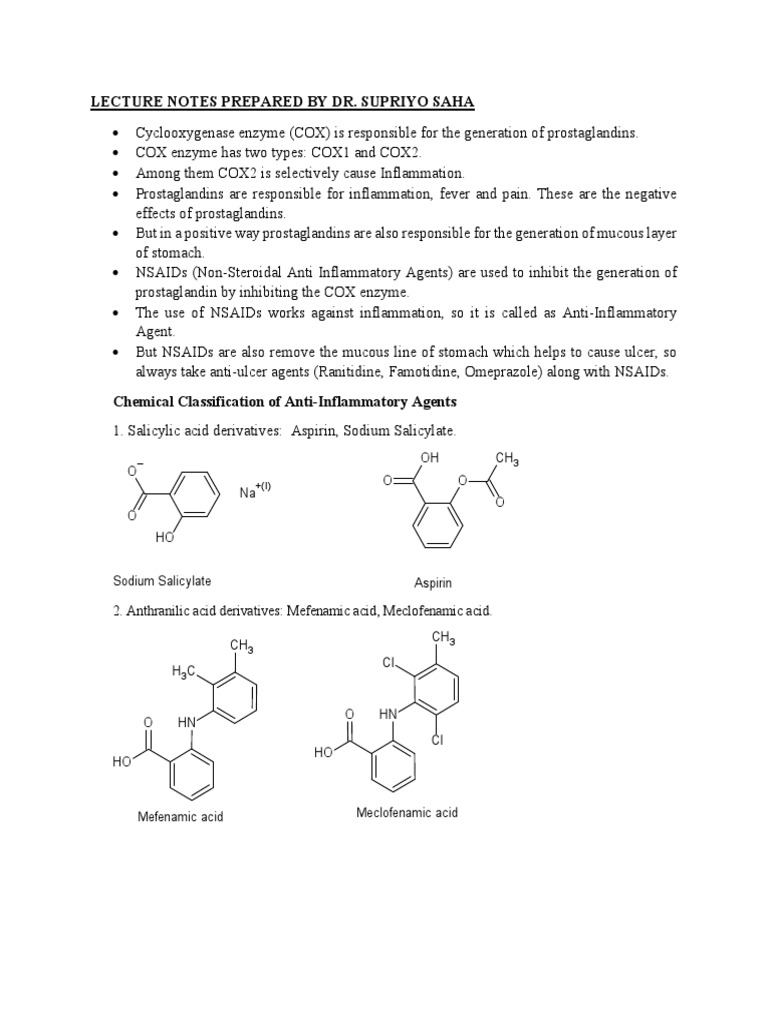 O CH O O OH: 2. Anthranilic Acid Derivatives: Mefenamic Acid ...