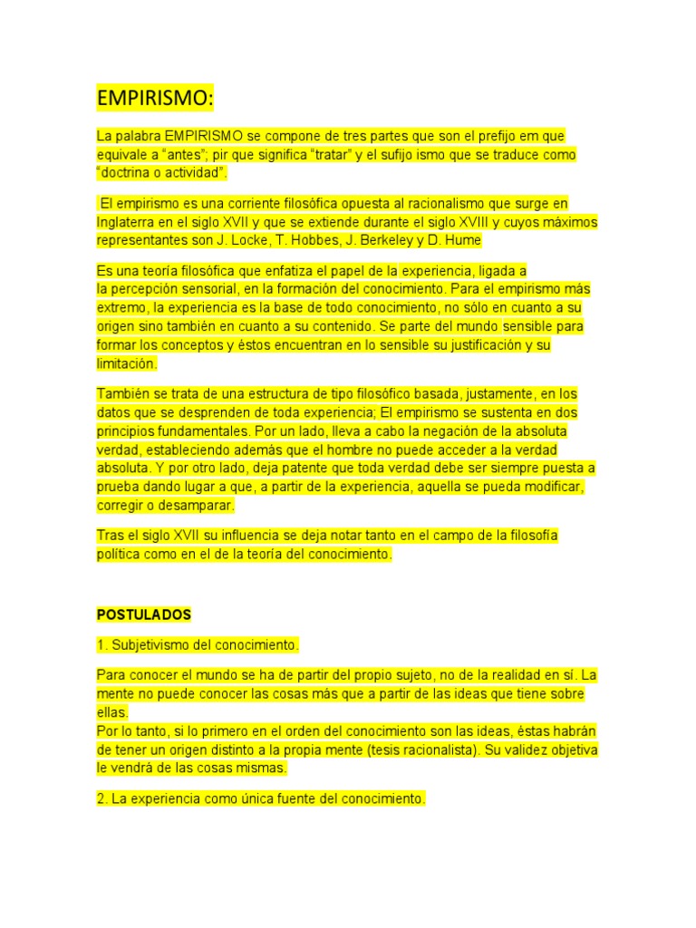 Filosofía Empirista: Claves y Representantes | PDF | Empirismo | David Hume