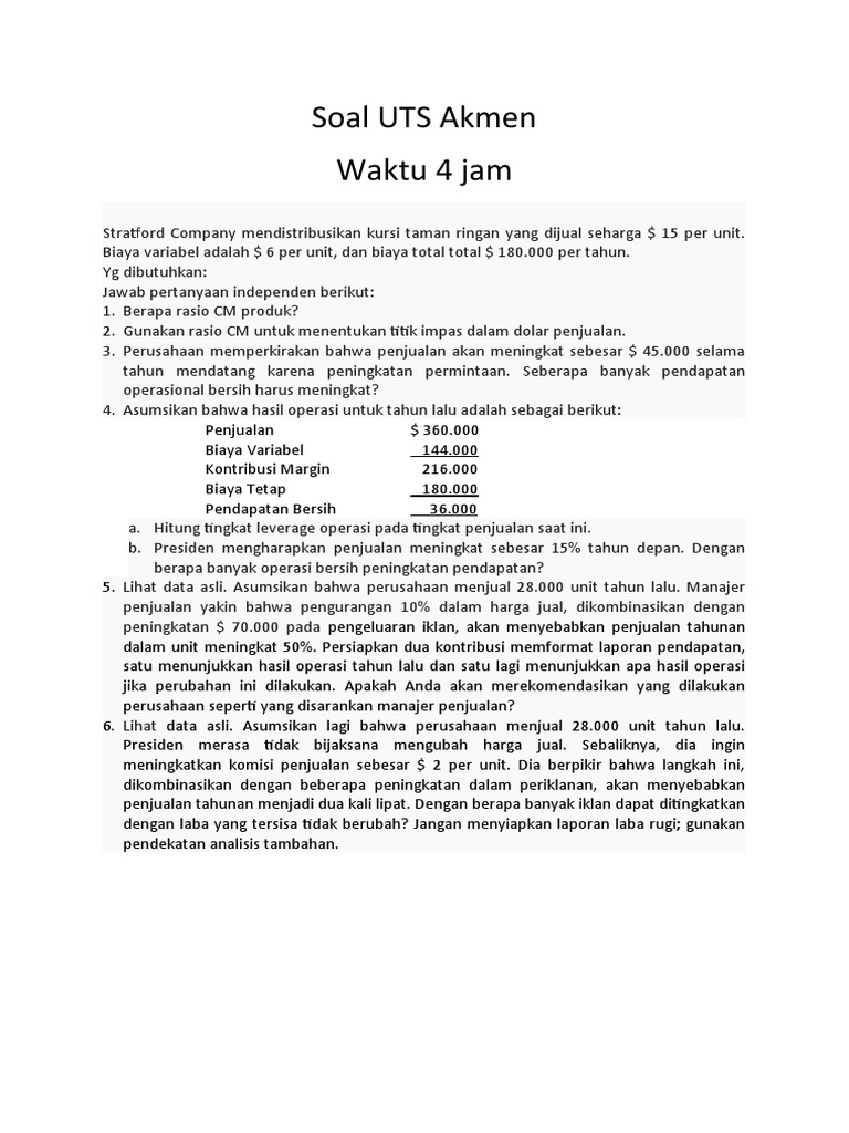 Soal UTS Akmen | PDF