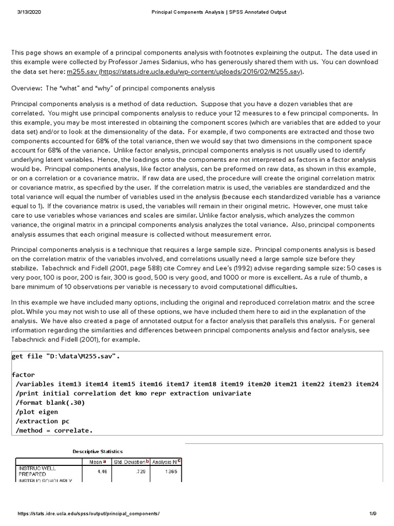 Principal Components Analysis - SPSS Annotated Output PDF | PDF ... Principal Components Analysis - SPSS Annotated Output PDF | PDF ...