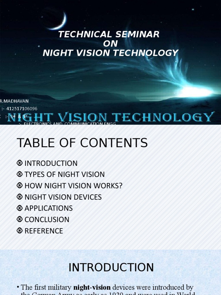 Technical Seminar ON Night Vision Technology | PDF | Infrared ...