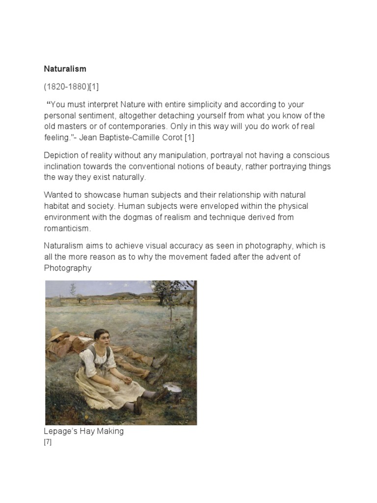 Naturalism Art Movement | PDF | Realism (Arts) | Paintings