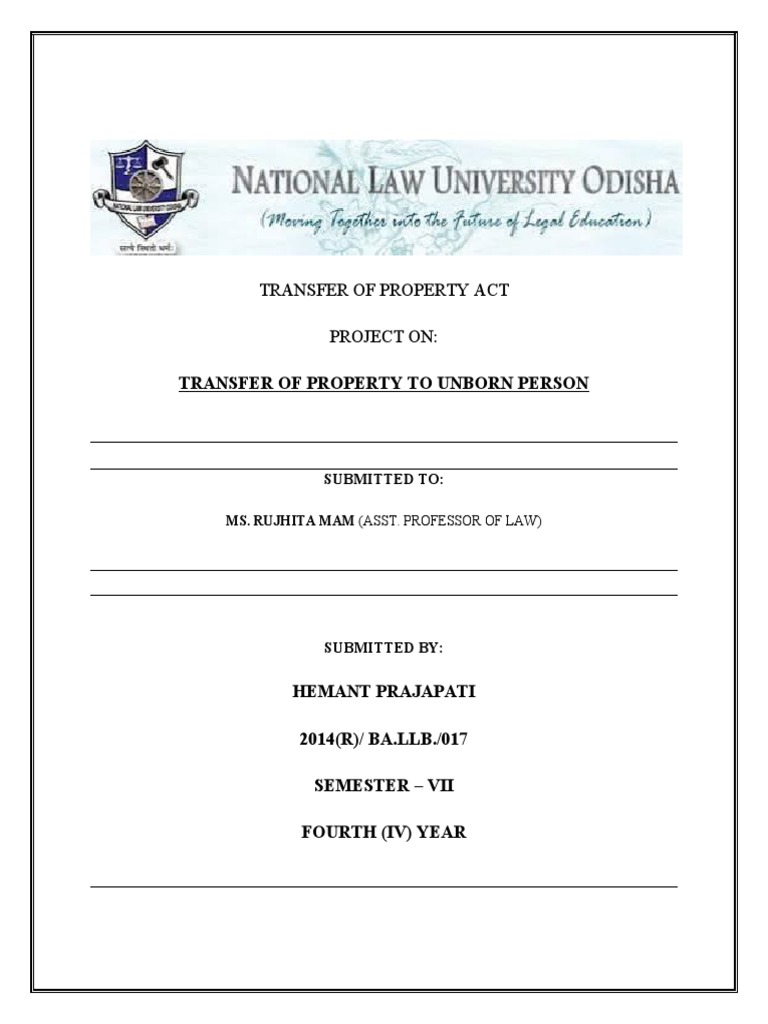 TOPA Final Project On Unborn Person | PDF | Bequest | Property