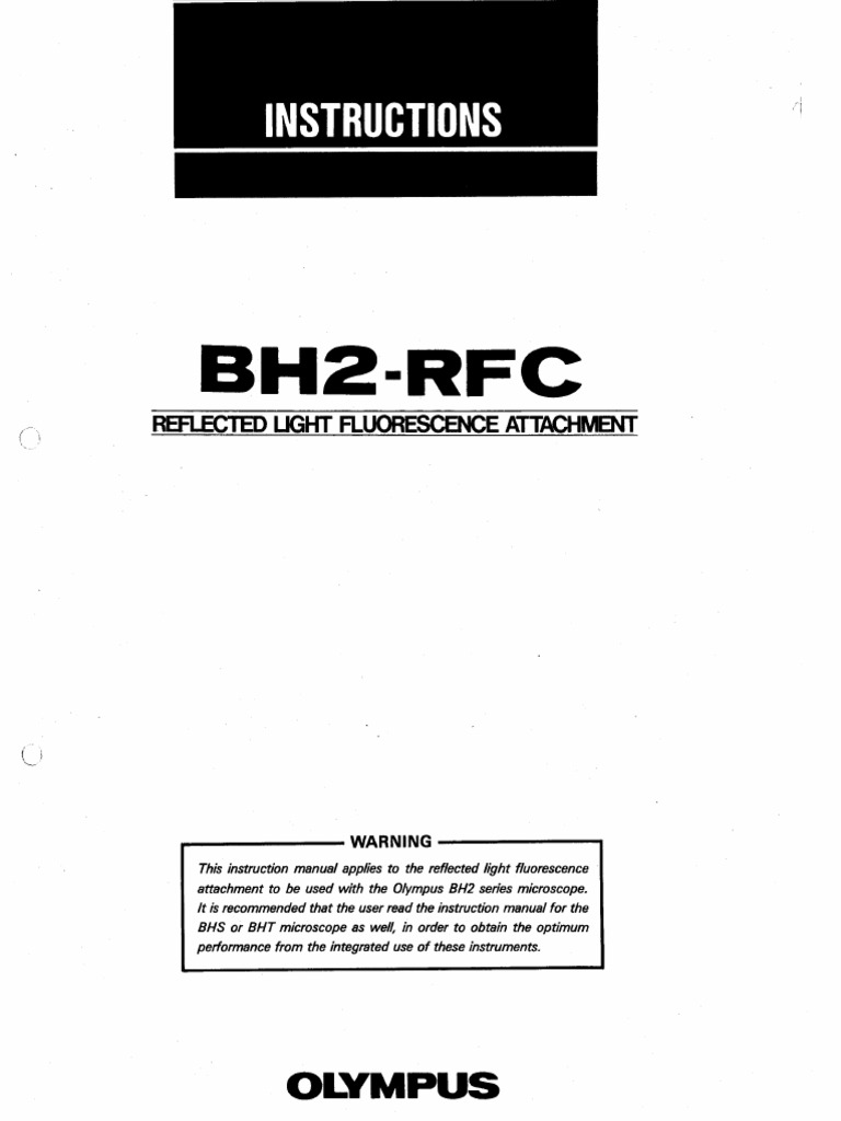 Olympus bh2 RFC Instructions PDF | PDF | Optical Filter | Fluorescence Microscope