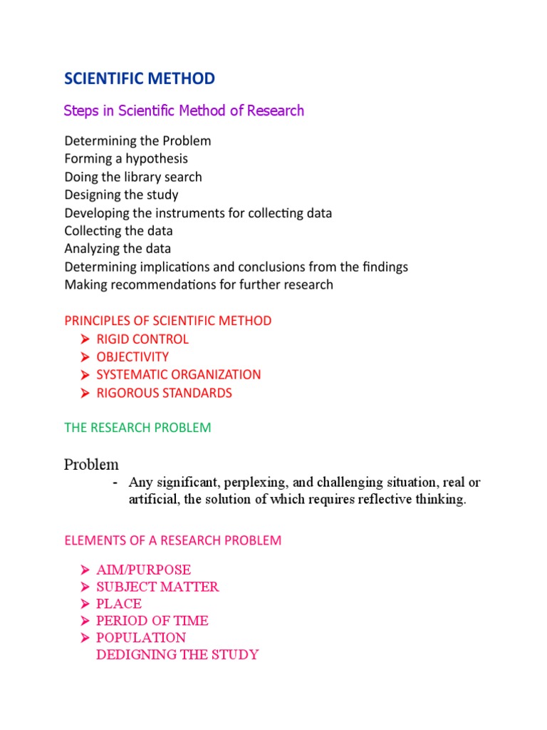 Steps in Scientific Method of Research | PDF | Science & Mathematics