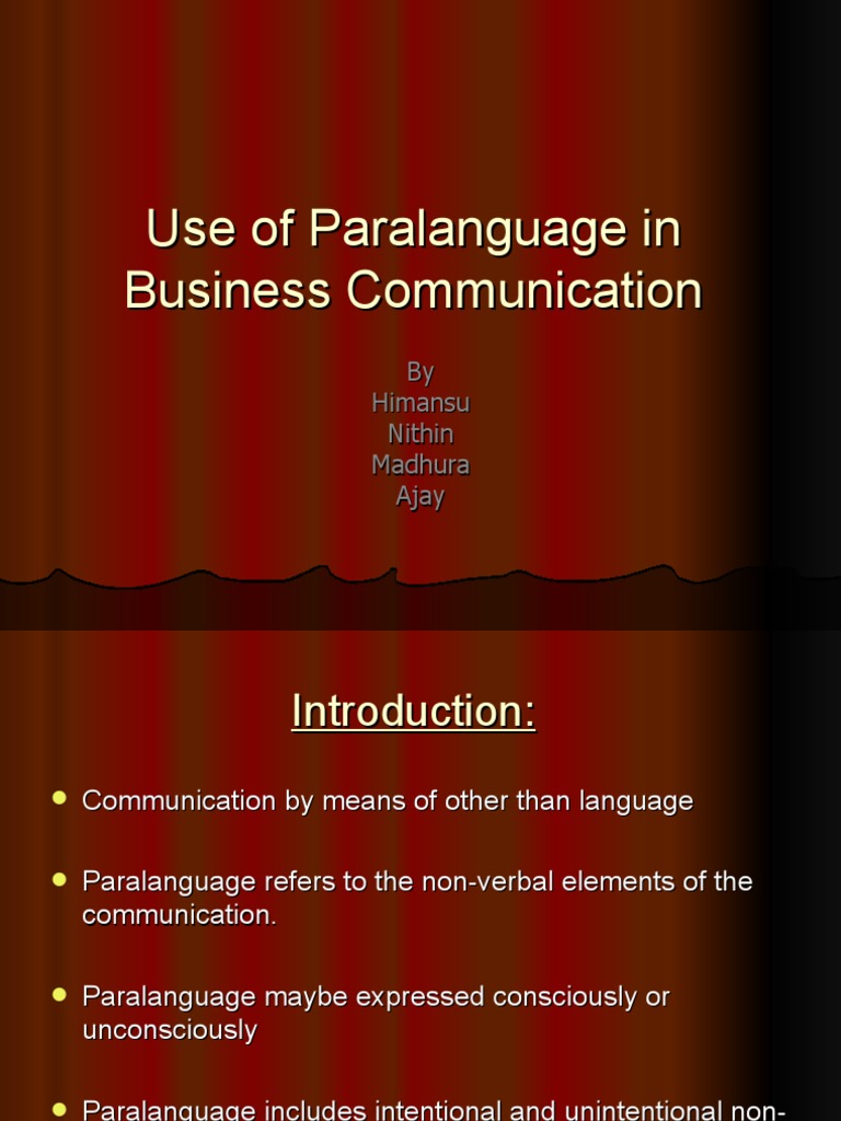 Use of Paralanguage in Business Communication | PDF | Communication ...