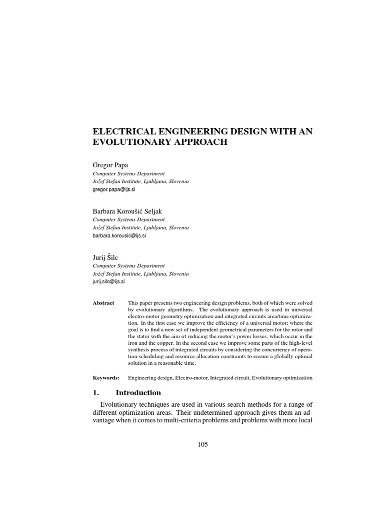 Electrical Engineering Design With An Evolutionary Approach | PDF ...
