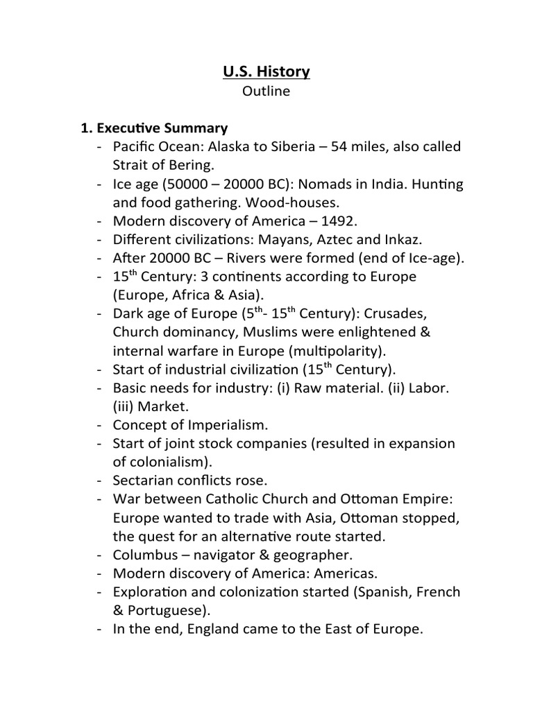 U.S. History: 1. Executive Summary | PDF | Thirteen Colonies ...