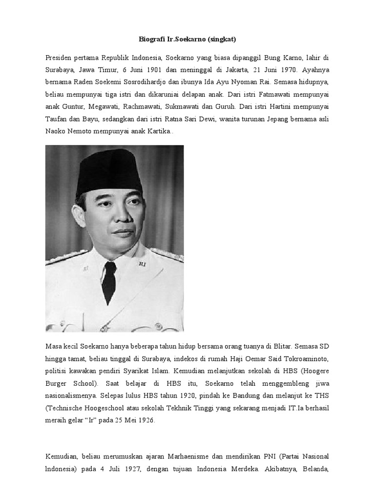 Biografi Ir - Soekarno Singkat | PDF